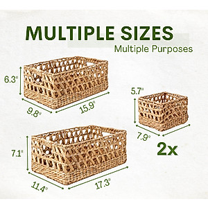 CHI AN HOME Wicker Hyacinth Cube Baskets Pack 4 + Set 4 Nesting Storage Baskets