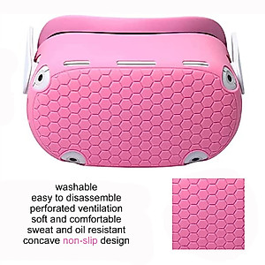 HUAYUWA Adjustable Head Strap with Head Cushion for Oculus Quest 2 VR Accessories, Replacement for Elite Strap Comfortable Protective Headband Enhanced Support and Reduce Head Pressure in VR, Pink