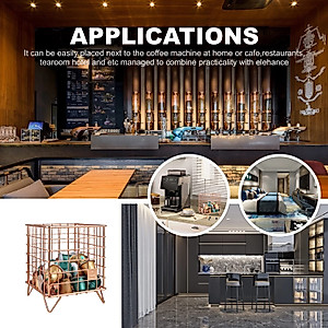 JENNIMER Coffee Pod Basket, K Cup Coffee Pod Holder,Coffee Capsule Cages, Kitchen Counter Storage Baskets (Rose Gold)