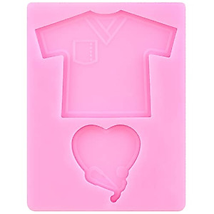 RFGHAC Doctor Theme Resin Molds Nurse Shirt Heart Stethoscope Silicone Keychain Mold Medical Emblem Resin Molds for DIY Handmade Necklace Jewelry Crafting Making Set of 6