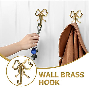 OKUMEYR Home Decorative Bowknot Brass Wall Hook Stylish Hanging Hook for Coats Hats Towels Elegant Multi Purpose Hook for Home Décor Hat Rack for Wall Use