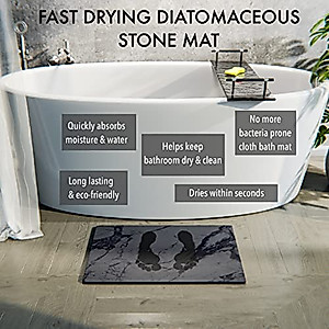 Nuelux Home Bath Stone Mat for Shower Diatomaceous Earth Bath Mat Stone Non-Slip Bath Mats for Bathroom Fast Drying Bath Mat Absorbent Diatomaceous Earth Bath Stone Mat Shower Mat Stone (White Marble)