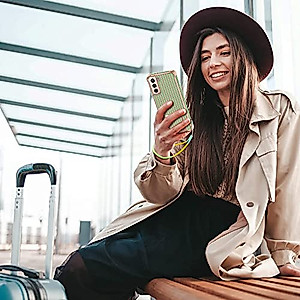 PTUONIU Kickstand Case for Samsung Galaxy S21+ Plus, [Two-Way Stand] [Reinforced Drop Protection] [Anti-Scratch] Slim Shockproof Stand Case with Camera Protector+Strap for Samsung S21+ Plus-Green