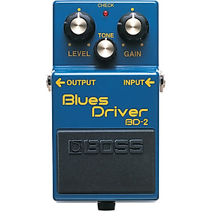 Boss BD-2 Blues Driver Bundle with Power Adapter, 10ft Instrument Cable, 6in Patch Cable, and Picks