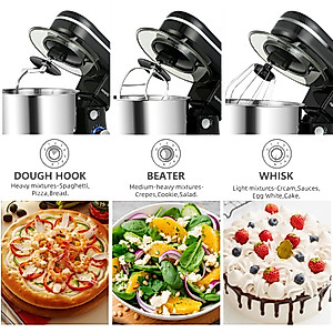 ROSPEC Stand Mixer,6.5-QT 660W 8-Speed Tilt-Head Food Mixer, Kitchen Electric Mixer with Dough Hook, Wire Whip & Beater (Black)