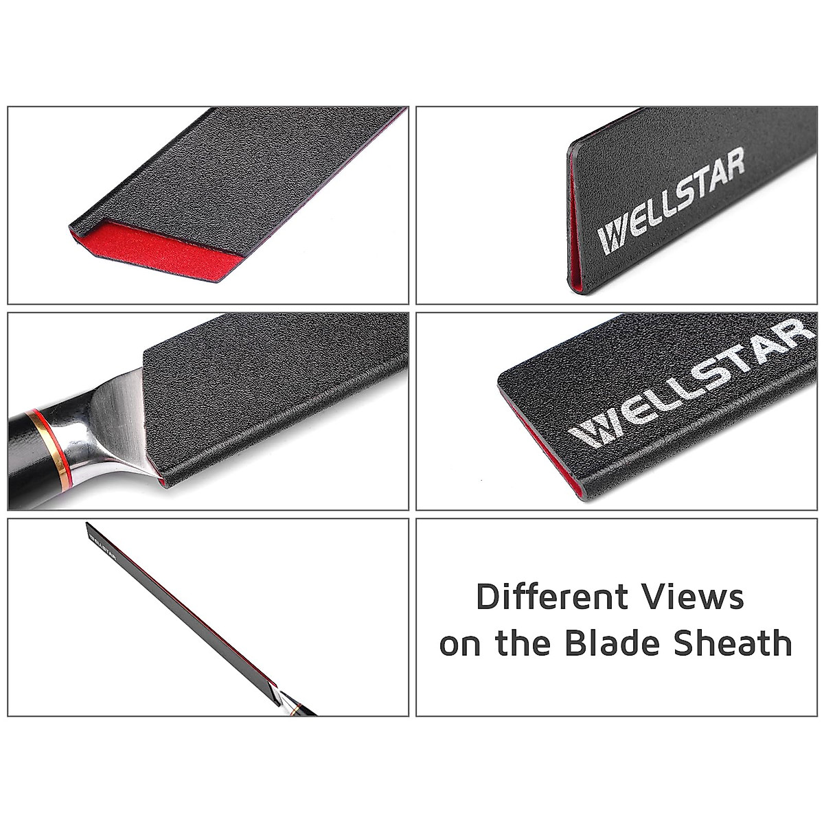 WELLSTAR Knife Edge Guards Set, 2 Piece 14 Inch Universal Blade Covers, BPA Free ABS Protective Long Blade Sheaths, Non-Scratch Felt Lining Brisket Knives Covers (Knives not included)