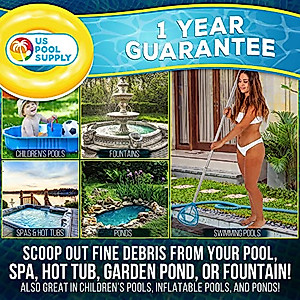 U.S. Pool Supply Professional Spa, Hot Tub, Pool Hand Leaf Skimmer Net with Grip Handle - 9" Deep Ultra Fine Mesh Netting Bag Basket, Skim & Remove The Finest Debris - Pond, Small Kid Inflatable Pool