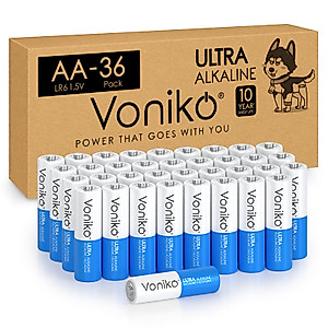 Voniko - Premium Grade AA Batteries - 36 Pack - Alkaline Double A Battery - Ultra Long-Lasting, Leakproof 1.5v Batteries - 10-Year Shelf Life