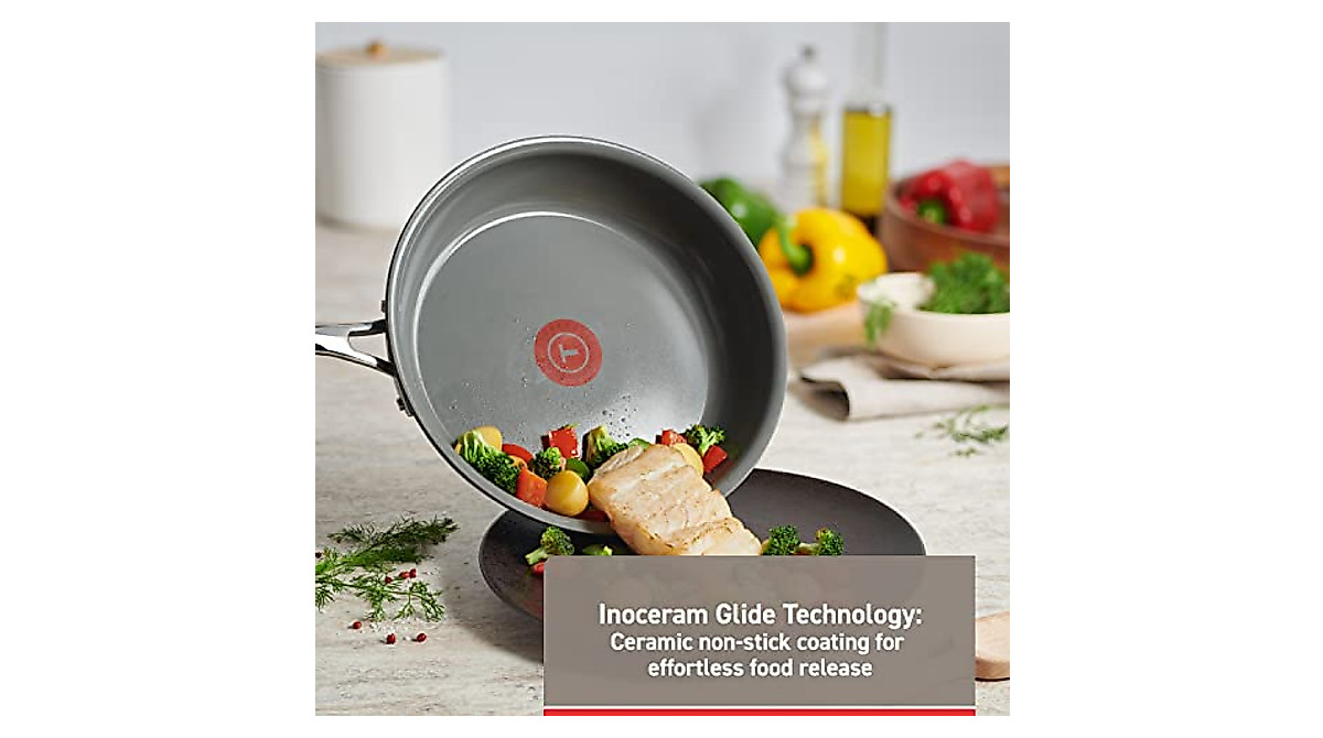 T-fal Ceramic Nonstick Cookware Set - 10 Pieces for Induction & Oven