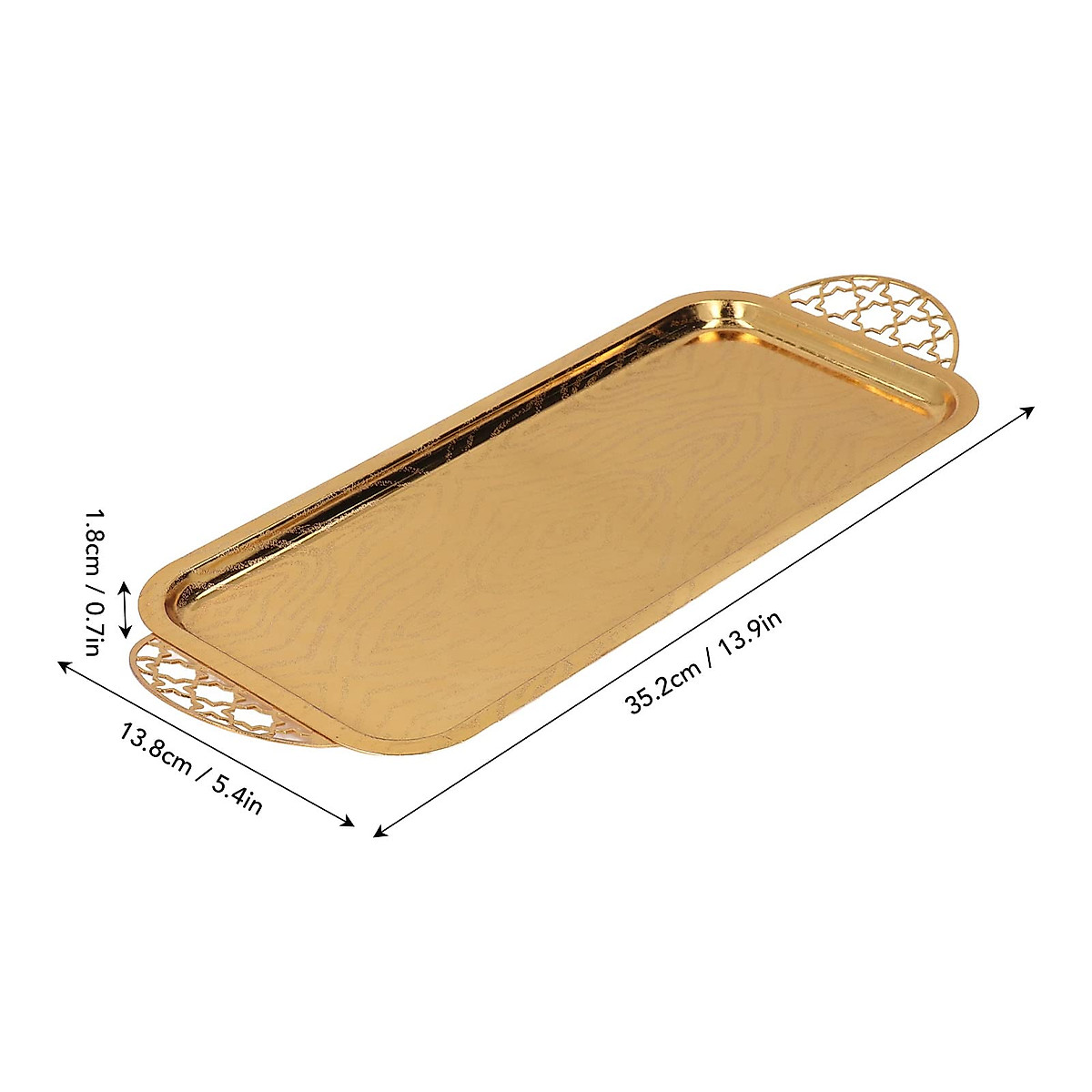 BEIJIALY Serving Tray Gold Retro Light Luxury Oblong Water Cup Tea Cup Fruit Tray with Star Handle for Home Living Room