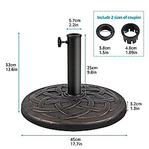 COBANA 23lb Patio Umbrella Base, Heavy Duty Round Outdoor Market Umbrella Stand Weight, Bronze