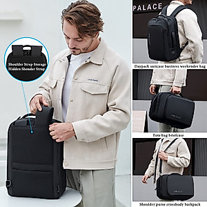 FENRUIEN Expandable Travel Backpack 15.6 Inch with USB Laptop Backpack Anti Theft Waterproof Business Smart Backpack, Multipurpose Large Capacity Daypack College School Bookbag for Men, Black