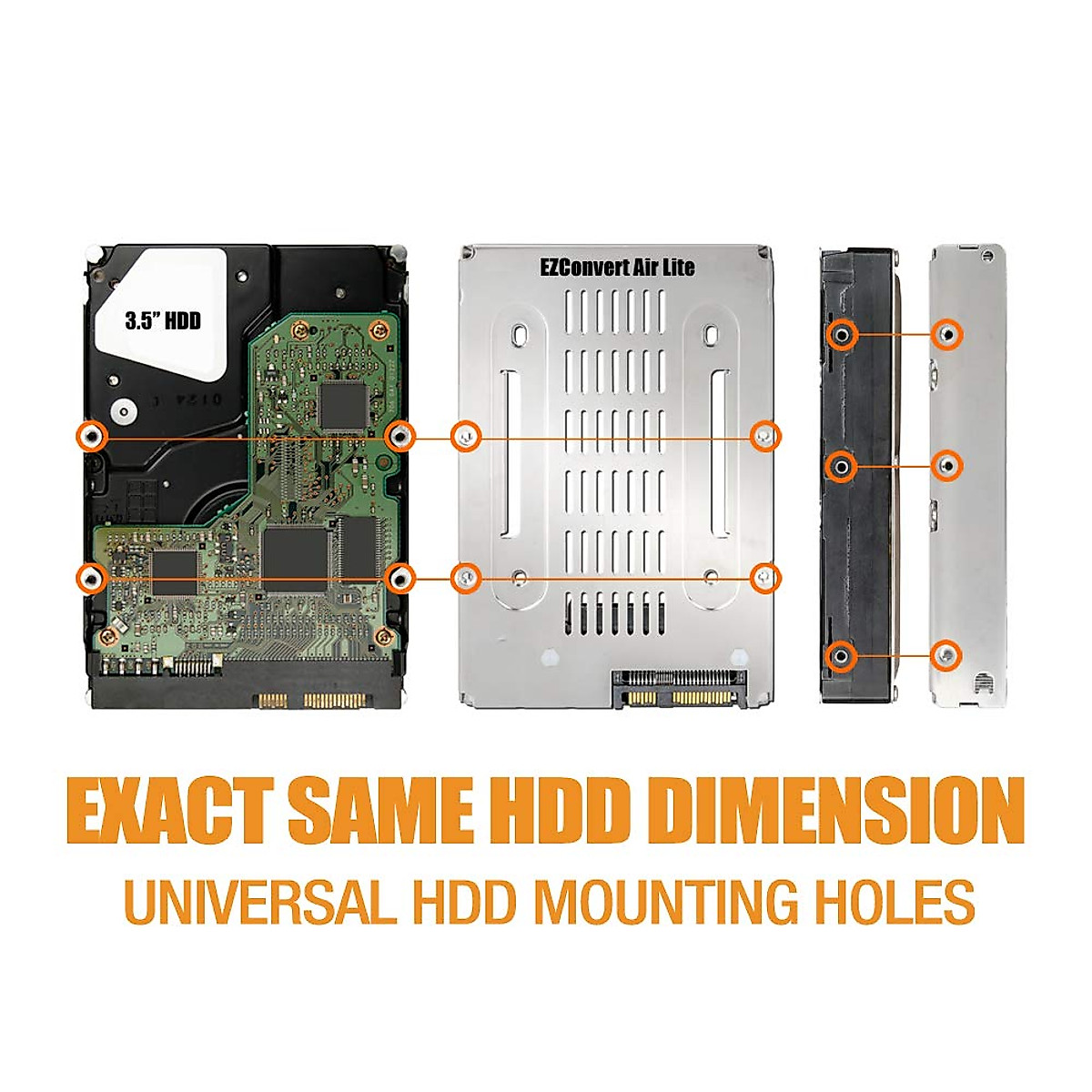 ICY DOCK Open Air 2.5” to 3.5” SAS / SATA (22pin) HDD & SSD Converter / Mounting Kit for Internal 3.5" Drive Bay | EZConvert Air Lite MB482SP-3B