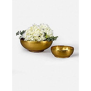 Serene Spaces Living Antique Brass Decorative Bowl, Use as Metal Fruit Bowl, for Floating Candles, Flowers, Potpourri, Catchall for Entryway, Dining Table, Home Décor, 2.75" Tall & 7.5" Diameter