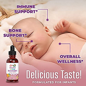 Multivitamin & Multimineral with Iron for Infants by MaryRuth's | USDA Organic | Sugar Free | Liquid Vitamins for Babies 6-12 Months | Immune Support & Overall Wellness | Vegan | Non-GMO | 2 Fl Oz