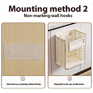 Foldable Hanging Trash Can,2024 New Hanging Kitchen Trash Can, Foldable Waste Bin for Kitchen, Collapsible Hang Small Plastic Garbage Can for Cabinet/Car/Bedroom/Bathroom(Gray)