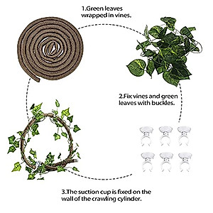 Reptile Bend-A-Branch Vines Flexible Leaves Pet Habitat Decor Climber Jungle Long Vines for Climbing Crested Gecko Lizard Frogs Snakes Chameleon 5 Pcs