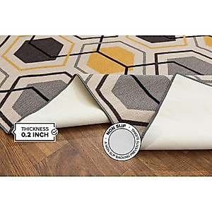 Rugshop Contemporary Geometric Stripe Carpet for Living Room,Bedroom,Home Office,Kitchen Non-Slip Runner Rug (Non-Skid) 2' X 7' (22" X 84") Yellow