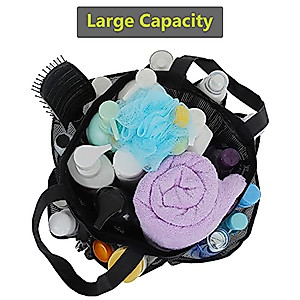 Mesh Shower Caddy Portable for College Dorm Room Essentials, Hanging Large Shower Tote Bag Toiletry Organizer with Key Hook for Bathroom Accessories(black)