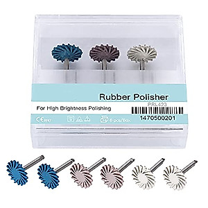 6Pcs Dental Rubber Polisher Composite Resin Polishing Wheel Spiral Flex Polishier Diamond System RA Disc Kit 14mm