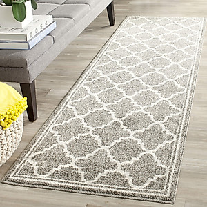 SAFAVIEH Amherst Collection Runner Rug - 2'3" x 7', Wheat & Beige, Moroccan Trellis Design, Non-Shedding & Easy Care, Ideal for High Traffic Areas in Living Room, Bedroom (AMT422S)