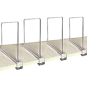 NEXT LEVEL ITEM Acrylic Shelf Dividers, Shelf dividers for Closets with Wooden Shelves, Shelf dividers, Clear Shelf Divider, Shelf dividers for Closet Organization, Closet Shelf Divider– Pack of 4