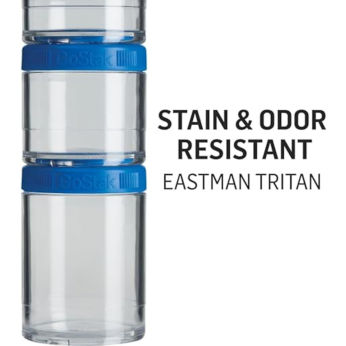 BlenderBottle GoStak Food Storage Containers for Protein Powder, Healthy Snacks, and Portion Control, 4-Piece Starter Pak, White