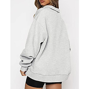 AUTOMET Womens Oversized Sweatshirts Hoodies Half Zip Pullover Trendy Long Sleeve Shirts Tops Y2k Fall Outfits Sweaters Clothes 2023 Grey