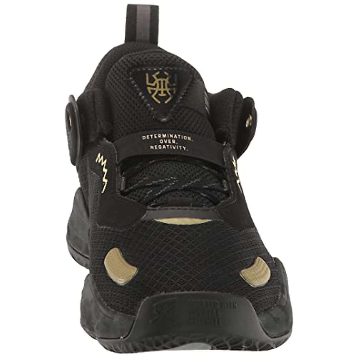 adidas D.O.N. Issue 3 Basketball Shoe, Black/Gold Metallic/Grey, 6 US Unisex Big Kid