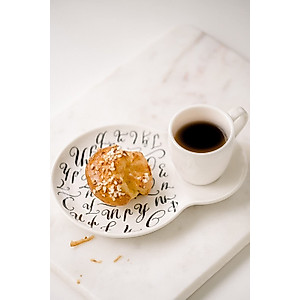 Truly.Madly Ink Armenian Alphabet Espresso Cups with Saucers, Set of 6, Armenian Coffee Cups with Handle, 3 oz. Porcelain Cups with Plates