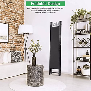 Room Divider 5.6FT Folding Privacy Screen 4 Panel Freestanding Partition Divider for Room Separation Steel Frame Screen for Home Office Bedroom,Black