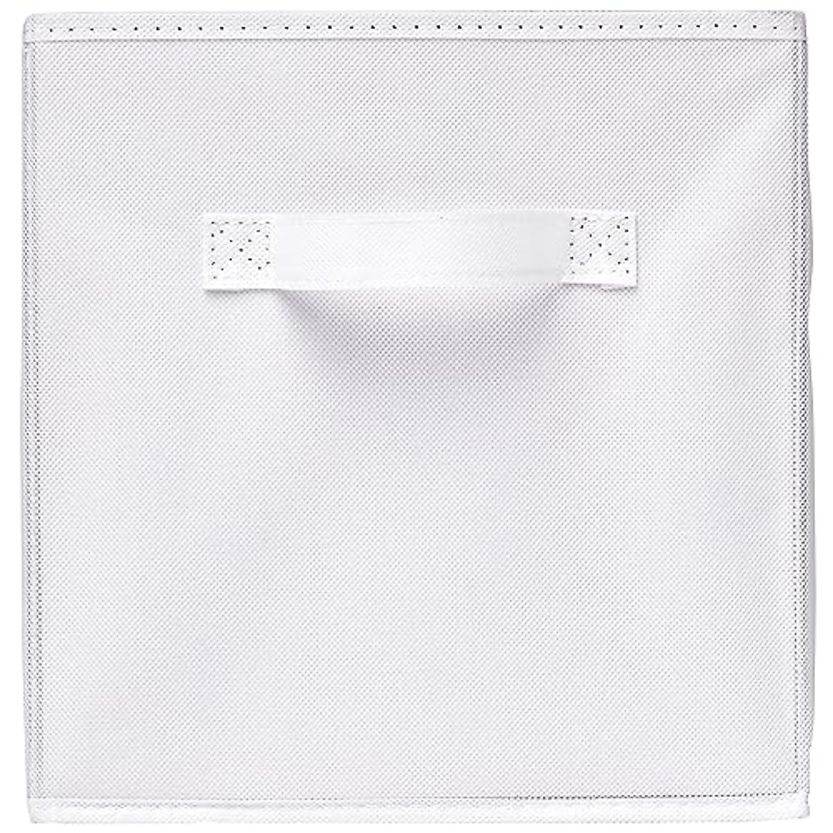 Amazon Basics Collapsible Fabric Storage Cube Organizer with Handles, 10.5 x 10.5 x 11 Inch, White - Pack of 6