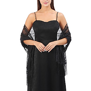 Ladiery Lace Shawls and Wraps For Women Evening Party Dress, Soft Cashew Floral Lightweight Fringe Stole for Wedding
