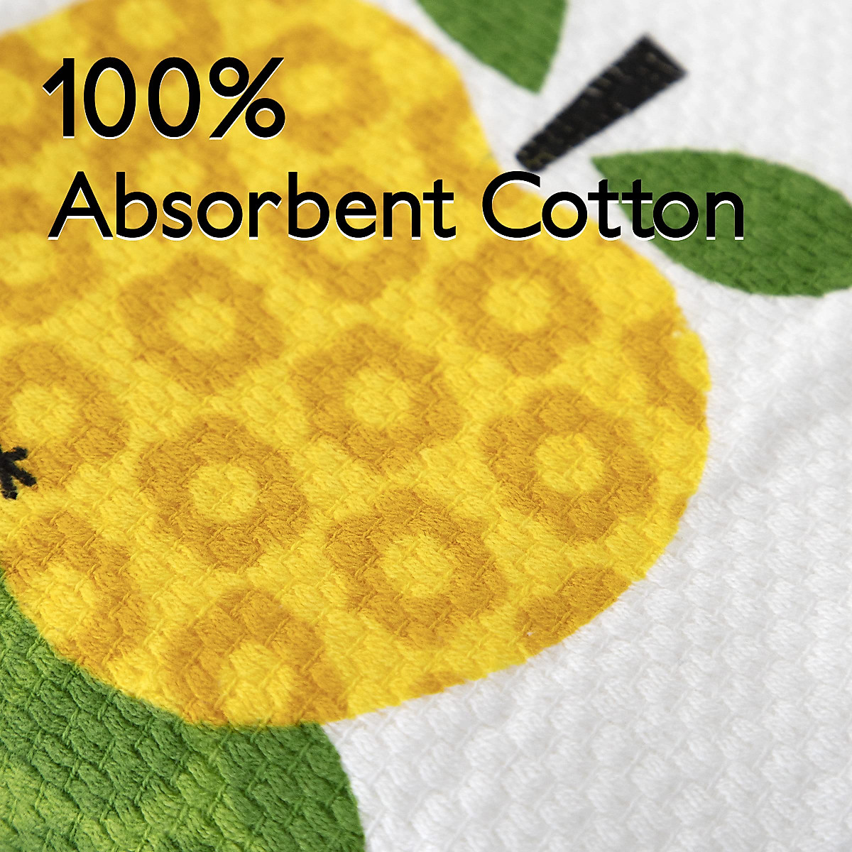 T-fal Premium Kitchen Towels (2-Pack), 16" x 26", Highly Absorbent, Super Soft, Long-Lasting, Dual Sided Woven Weave 100% Cotton Dish Towels, Hand Towels, Tea Towels, Bar Towels, Apples