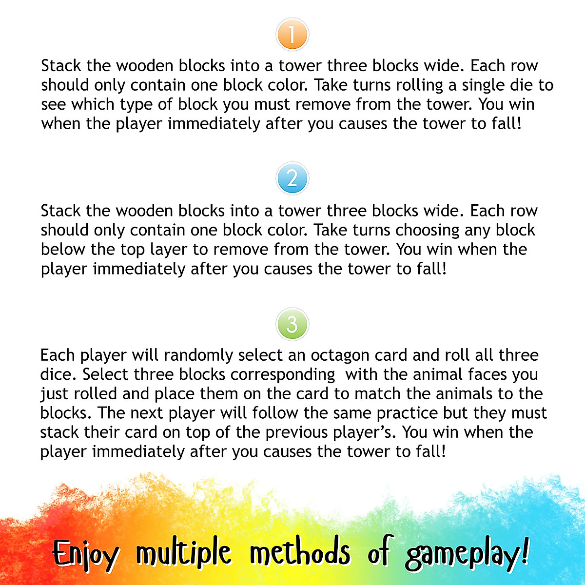 LMC Products Stacking Tower Game - Dice & Stacking Cards Animal Edition - Mini Colorful Blocks - Multiple Ways to Play Family Game Night - Games for Kids and Adults