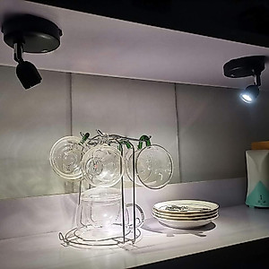 LED Spotlight, Battery Operated Lights with Remote Control, Dimmable Mini Accent Lighting for Picture Closet Artwork (Black)…