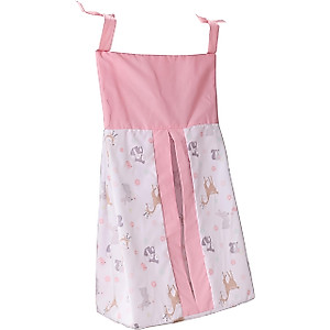 CribMATE Pink Woodland Nursery Diaper Stacker For Girls Deer Fox Baby Girl Diaper Organizer (Pink)