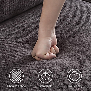 EASELAND 88" Chenille Loveseat Sofa for Living Room, Modern Deep Seat Sofa Couch with Removable Back and Seat Cushions, Comfy Sofa with Wood Legs and Armrest(Dark Grey)