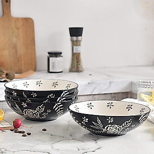 Wisenvoy Pasta Bowls Salad Bowls 8" Pasta Bowl 32 Ounces Salad Bowl Pasta Bowls Set of 4 Ceramic Serving Bowls