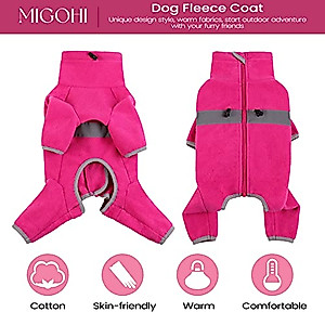 MIGOHI Small Dog Coat, Full Body Winter Dog Sweater with Legs, Turtleneck Warm Dog Pajamas Fleece Pjs Comfy Pullover for Small Medium Dogs, Zip Up Dog Onesie Jammies Pet Apparel Jumpsuit for Puppy