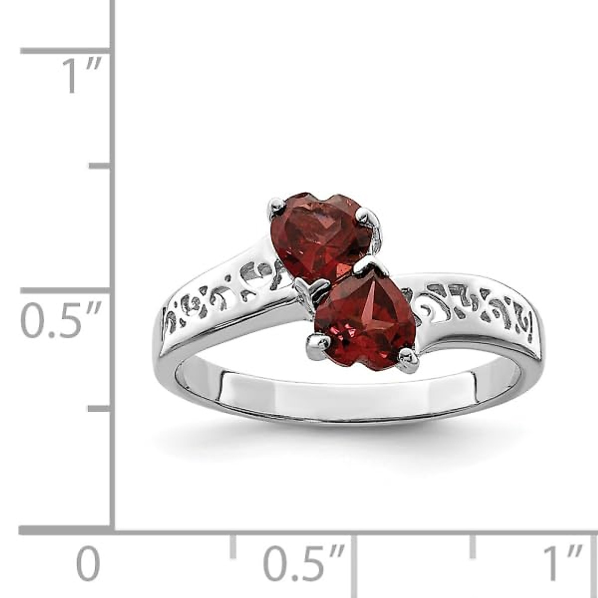 IceCarats 925 Sterling Silver Red Garnet Heart Love Ring Gemstone Band Size 6