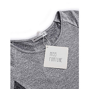MISS FORTUNE Womens Exercise Tops Short Sleeved Moisture Wicking Atheltic T-shirt Plus Size Gym Shirts for Yoga Grey Pilates Clothes Medium