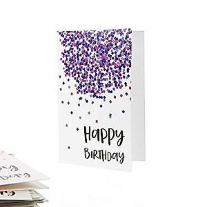 48 Pack Birthday Cards Bulk, 6 Assorted Confetti Designs with Envelopes, 4x6