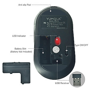 YUMQUA 12 Pack Wireless Mouse Bulk, Slim 2.4G 3 Levels DPI Optical Silent Cordless Computer Mouse for Laptop Chromebook PC Windows MacBook, Black