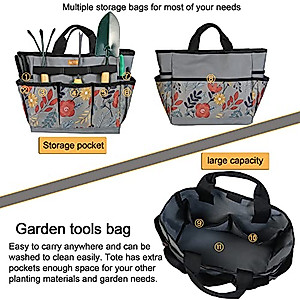 MDSTOP Garden Tool Bag, Garden Tool Kit Holder Home Organizer Storage Carrier, Oxford Garden Hand Tool Storage Tote Organizer with Handle and 8 Roomy Pockets, Floral Gardening Gift, Tools Not Included