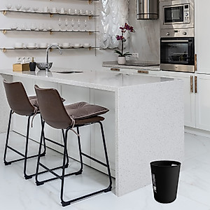 HMQCI Small Trash Can Round Plastic Wastebasket, Garbage Container Bin, 7.7"x10.2" (Black, 1.5 Gallons)