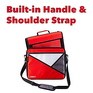Case-it The Universal 2.0 Zipper Binder -1.5 Inch O-Ring - Removable Padded Pocket Holds Up to 13" Laptop/Tablet - Multiple Pockets - 325 Page Capacity - Comes with Shoulder Strap - Fire Red LT-207