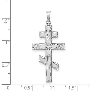 Solid 14k White Gold Eastern Orthodox Cross Pendant Charm - 41mm x 19mm