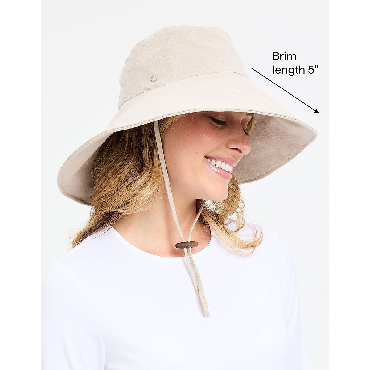 Solbari Ultra Wide Cotton Linen Hat - UPF50+ Packable UV Sun Protection Hat with Large Brim and Detachable Strap, Light Natural, Small - Medium