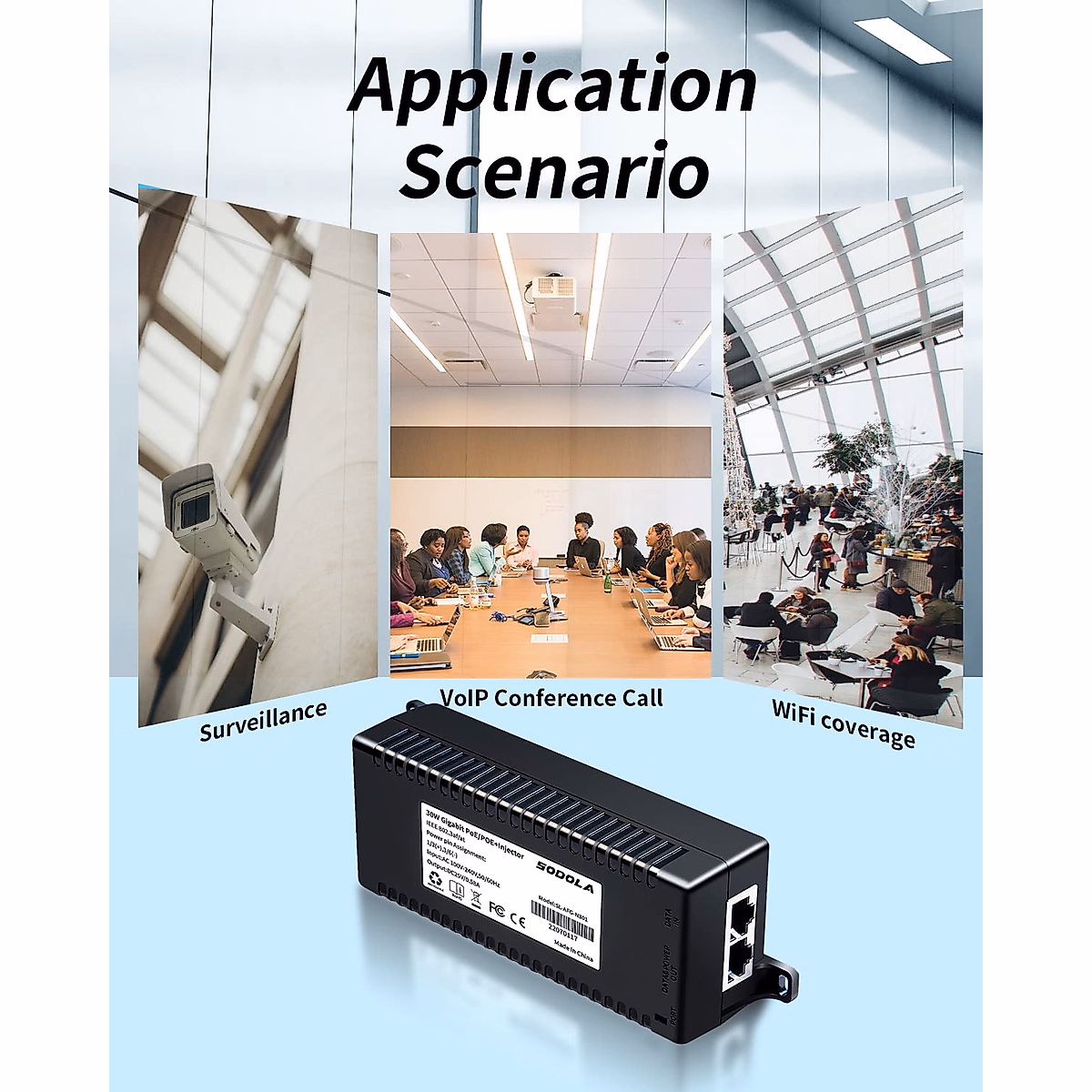 SODOLA POE Injector,30W Gigabit Power Over Ethernet PoE+ Injector Adapter | Convert Non-PoE to PoE Adapter |10/100/1000Mbps RJ-45 | 802.3 af/at | Plug & Play | up to 100 Meters (325 Feet)